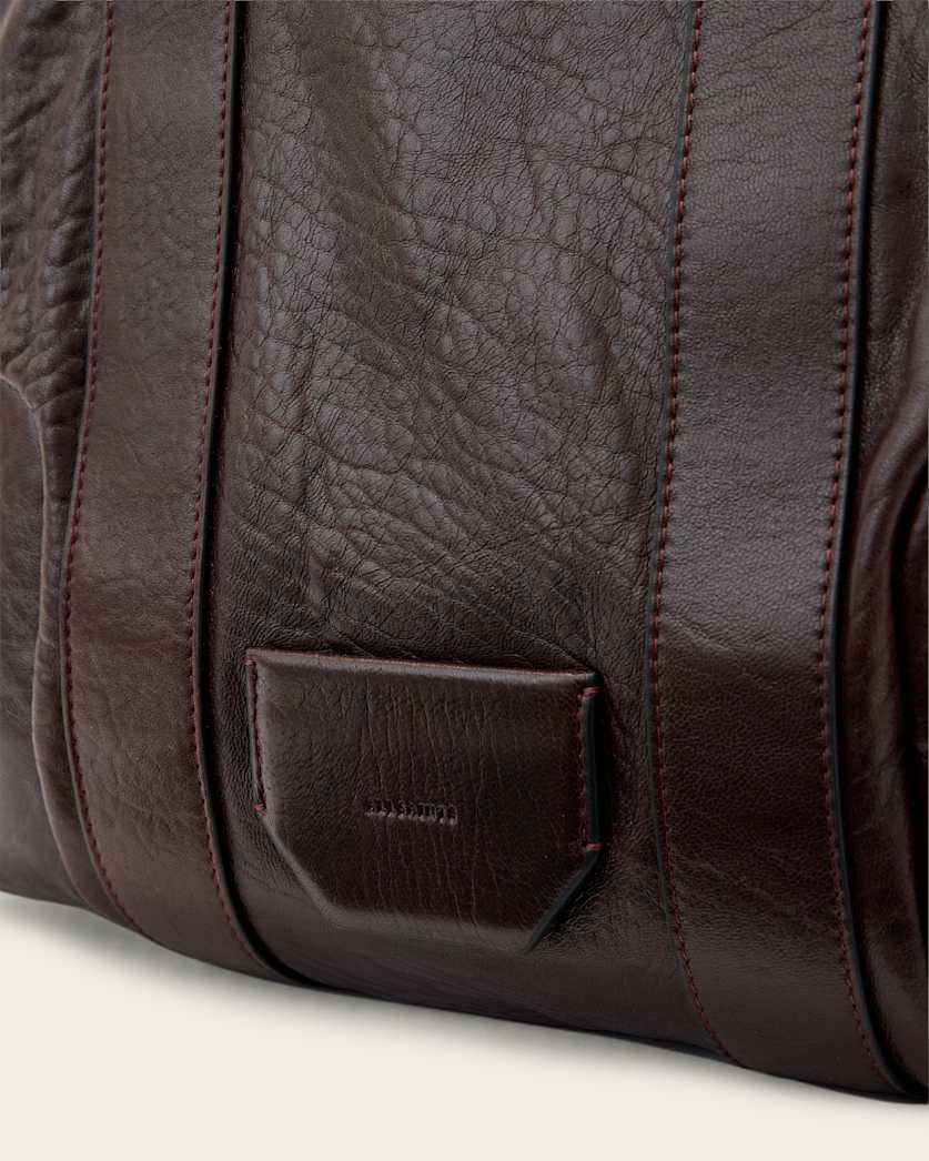 Ares Grain Leather Open Tote Bag BURNT UMBER RED | ALLSAINTS